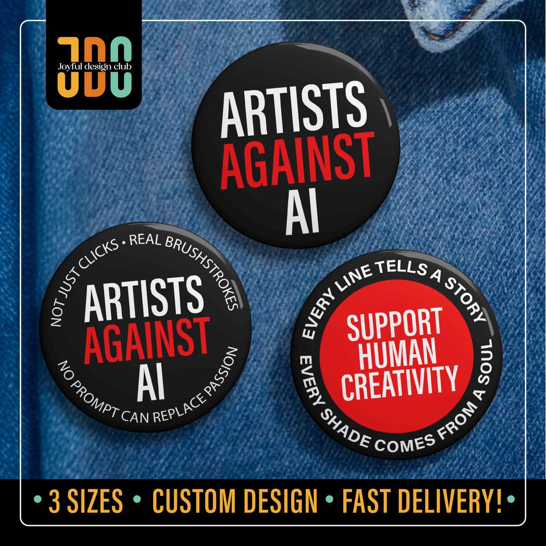 Artists Against AI Pin Badge: Support Human Made Creativity Awareness ...