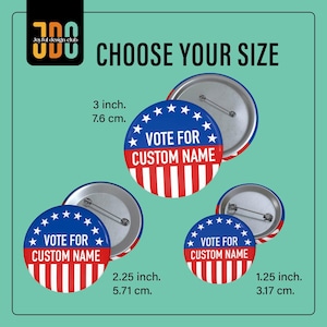 Custom Personalized Election Vote Pin Button, USA Vote Pin Buttons ...