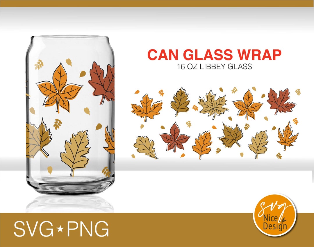 Autumn Leaves Can Glass Wrap Svg Fall Season Leaf Decal Gift - Etsy