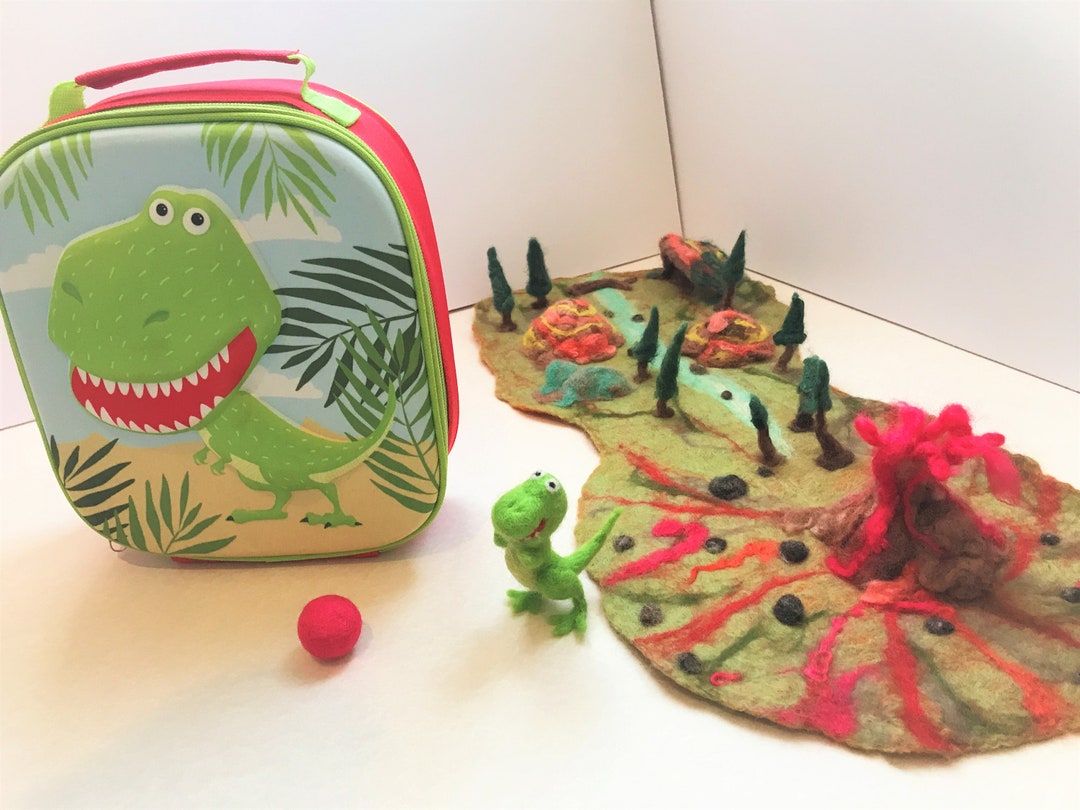 Dinosaur Volcano Play Set With Felted 3D Play Mat for Pretend Play - Etsy