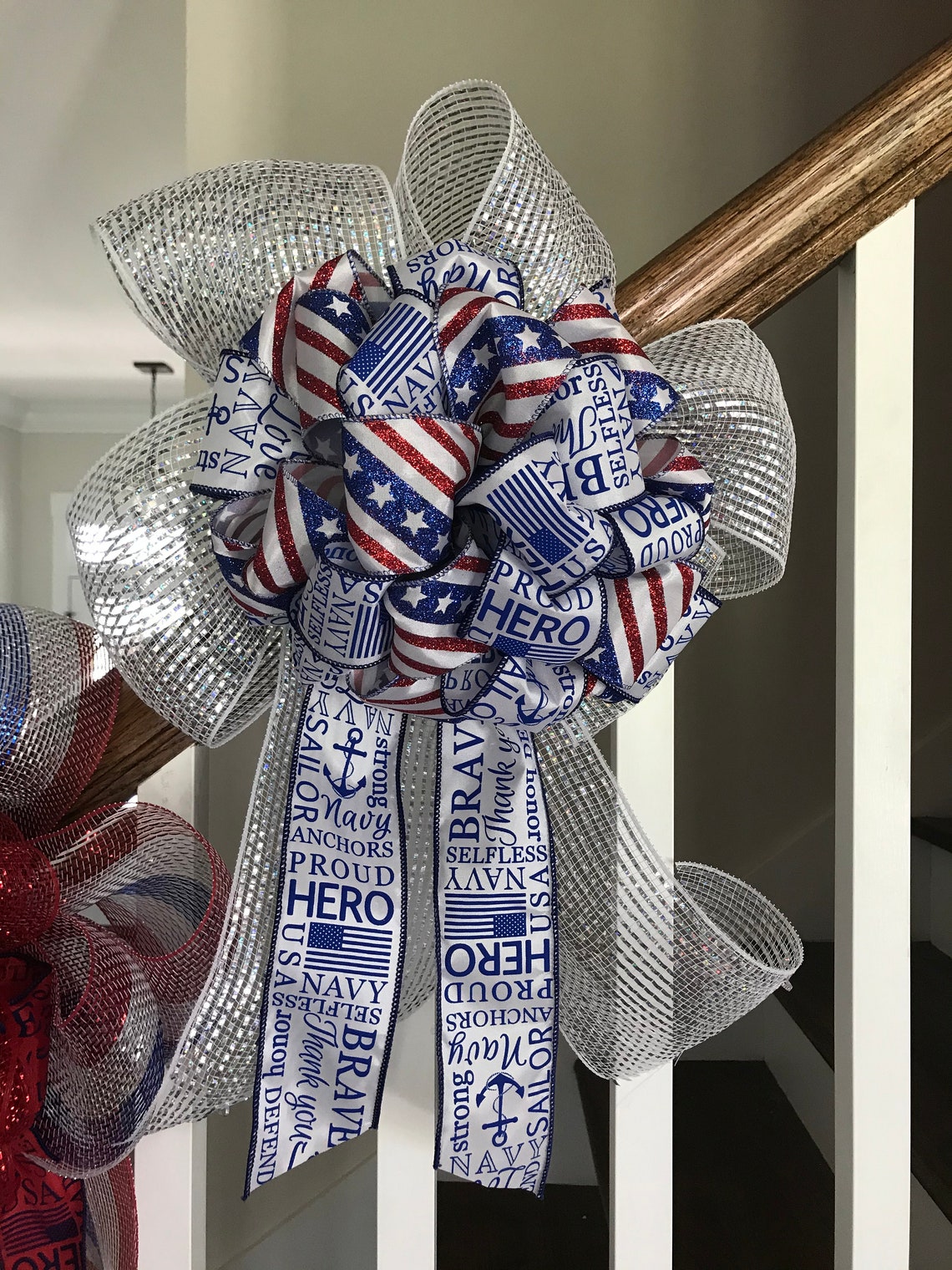 Military Bow for NAVY | Military Ribbon | Patriotic | Red, White and ...