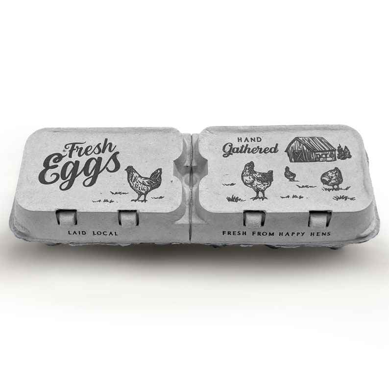 Split-apart Egg Cartons - Vintage Printed Design - Each Carton Can ...