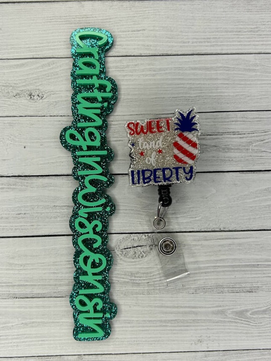 Sweet Land of Liberty Pineapple Badge Reel, 4th of July Id Card Holder ...