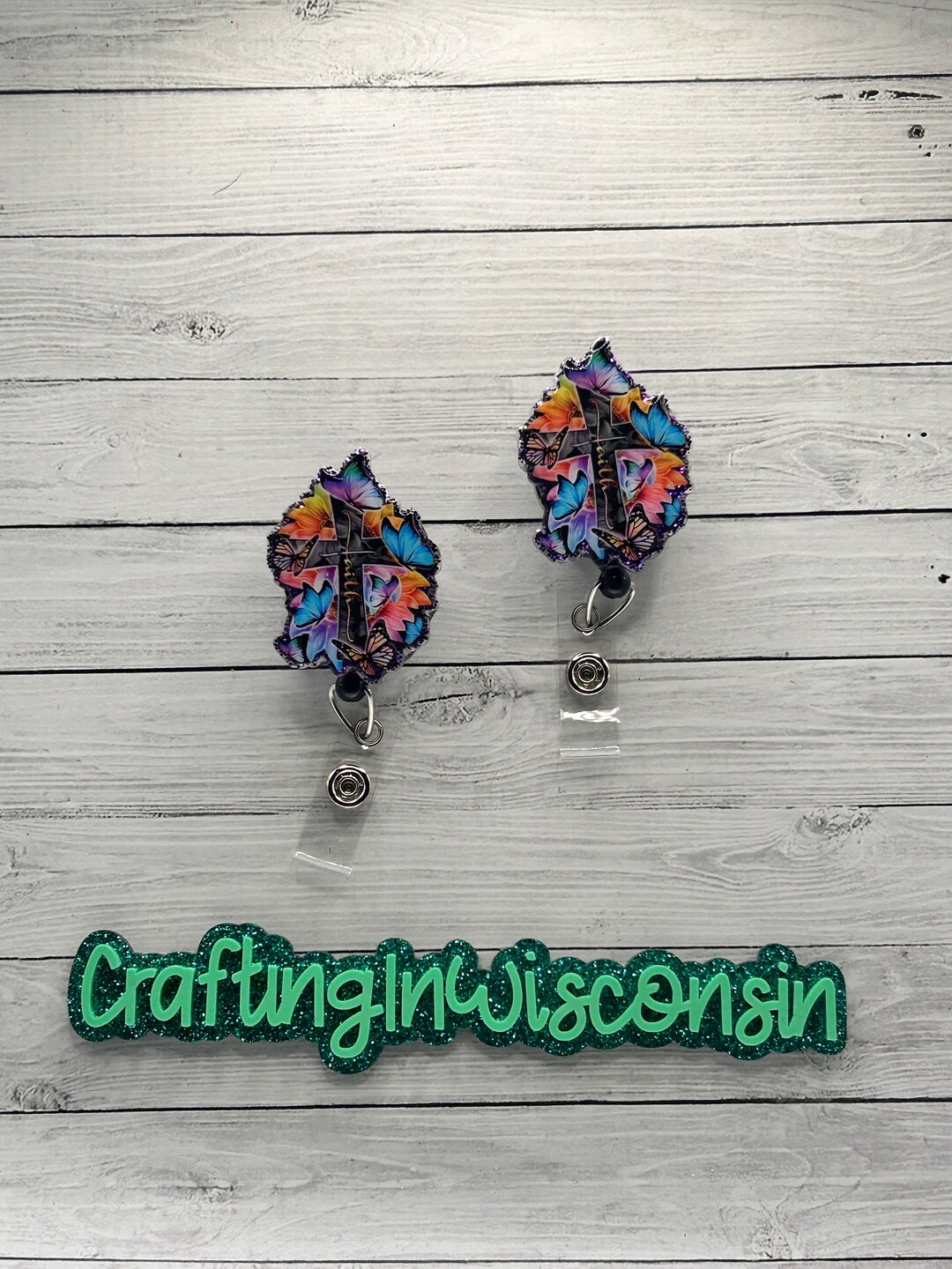 Faith Cross With Butterflies Badge Reel, Butterfly Faith Religious ...