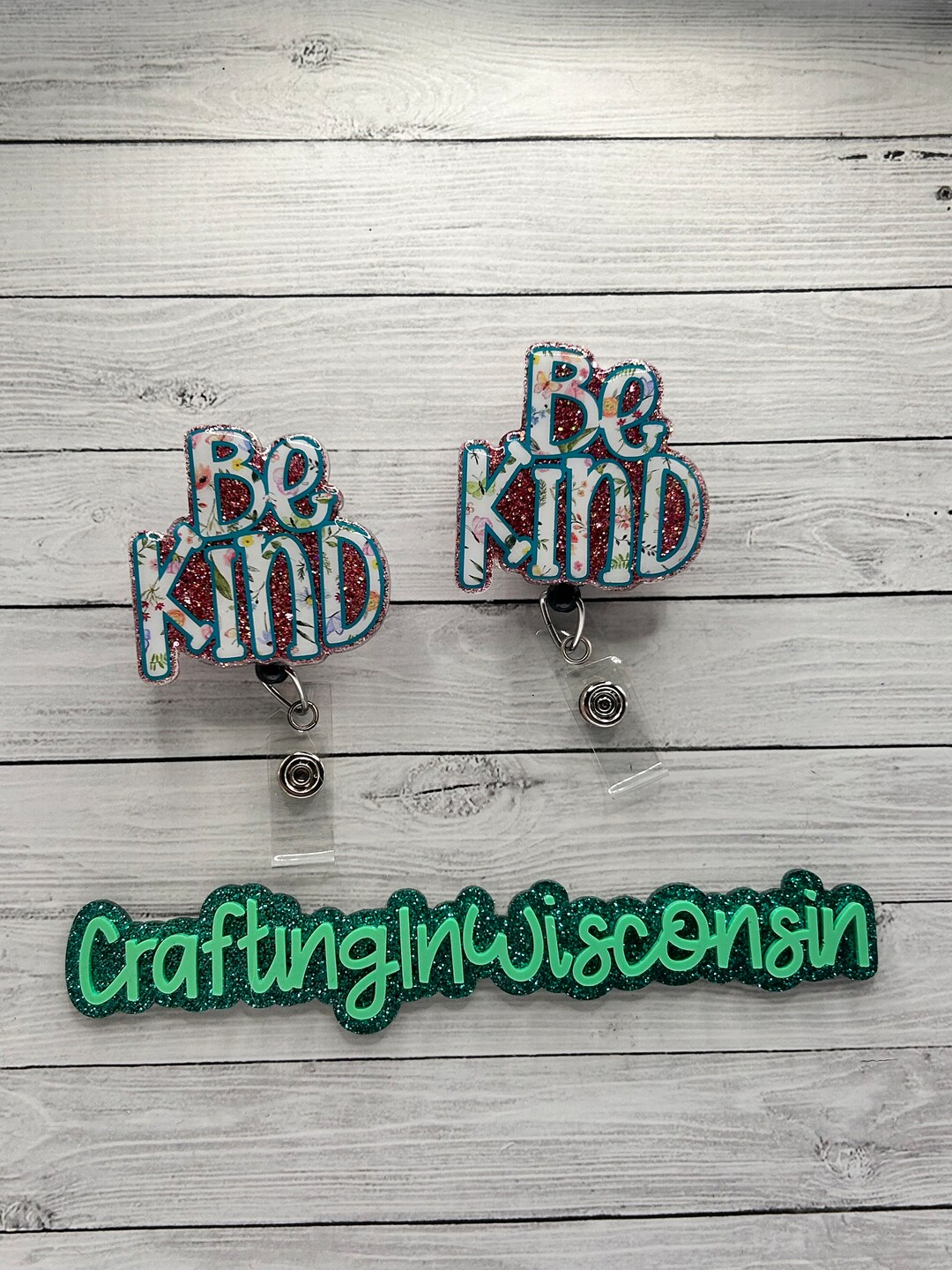 Be Kind Badge Reel, Floral Badge Id Card Holder, Cute Glitter ...