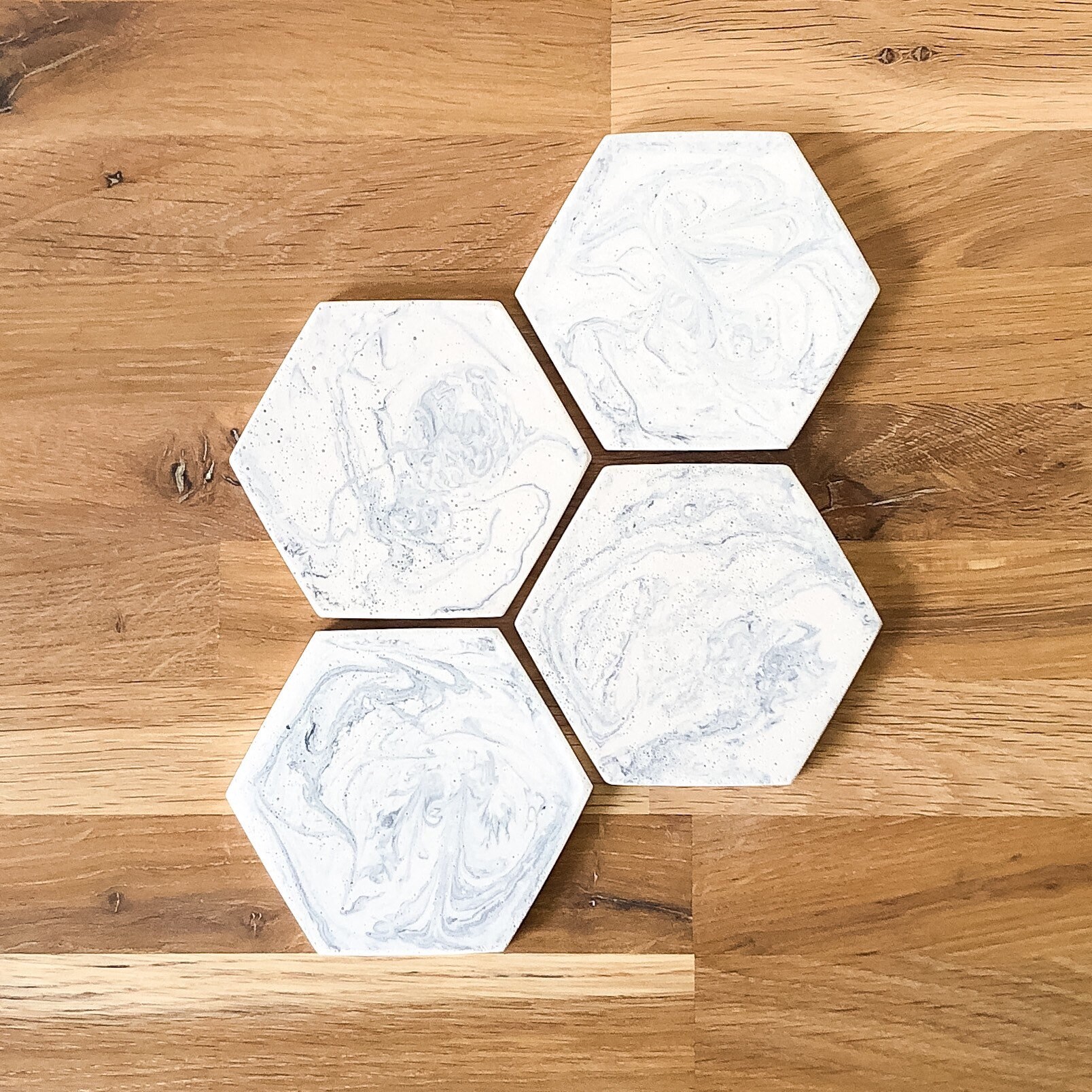 Set of 4 Marble Jesmonite Hexagon Coasters Marbled Coasters - Etsy