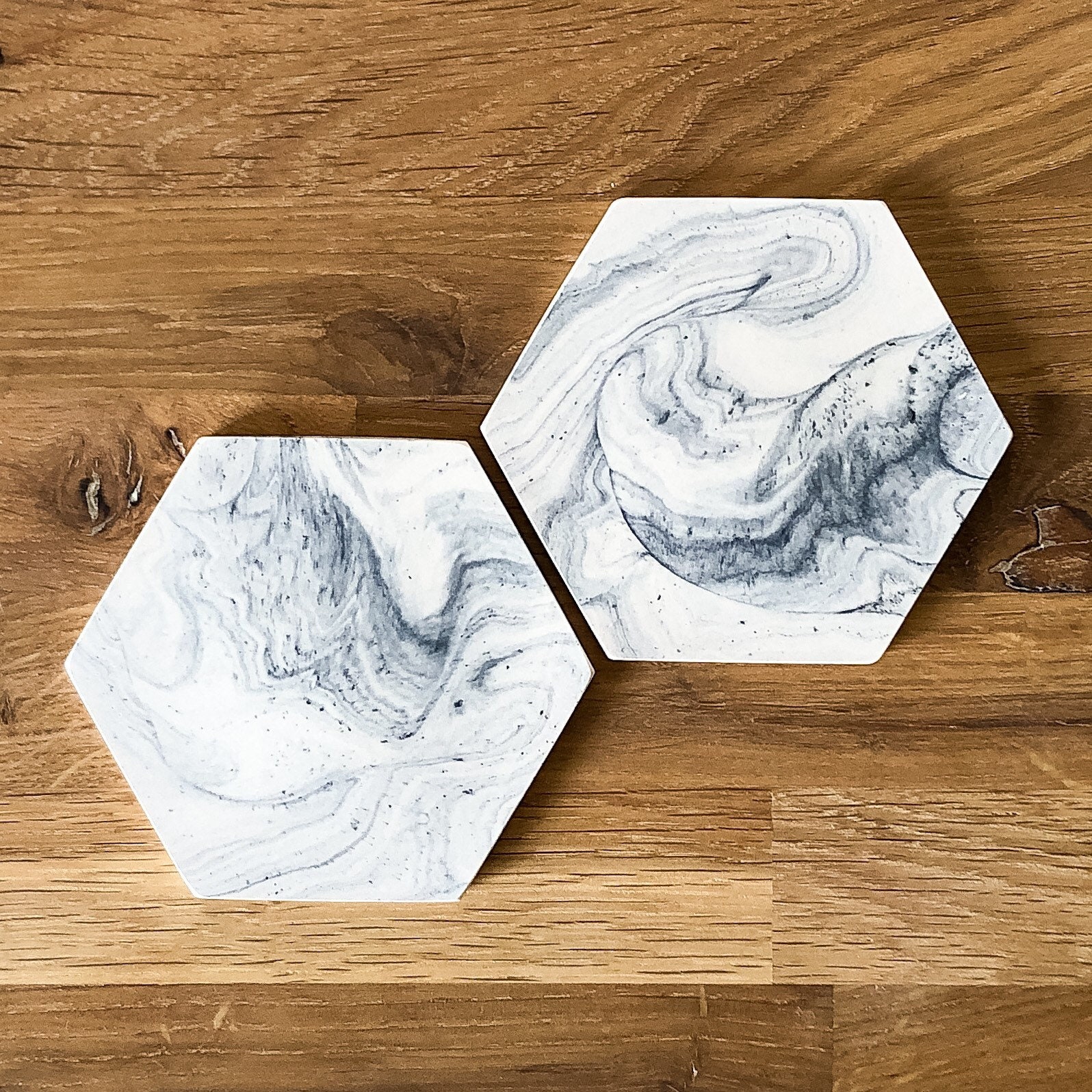 Set of 4 Marble Jesmonite Hexagon Coasters Marbled Coasters - Etsy