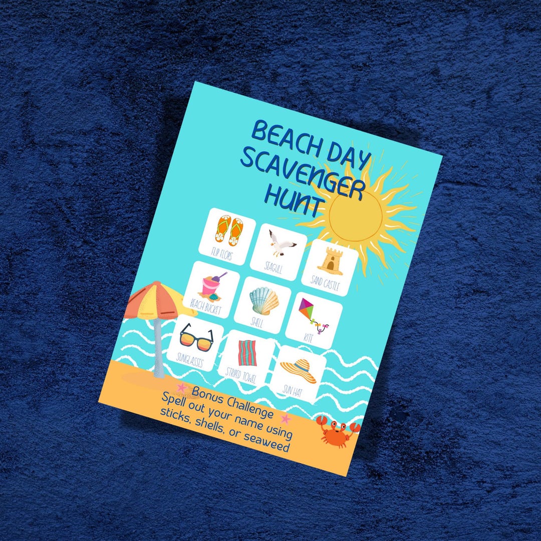 Beach Scavenger Hunt Printable Game: Summer Vacation Activity (PDF ...