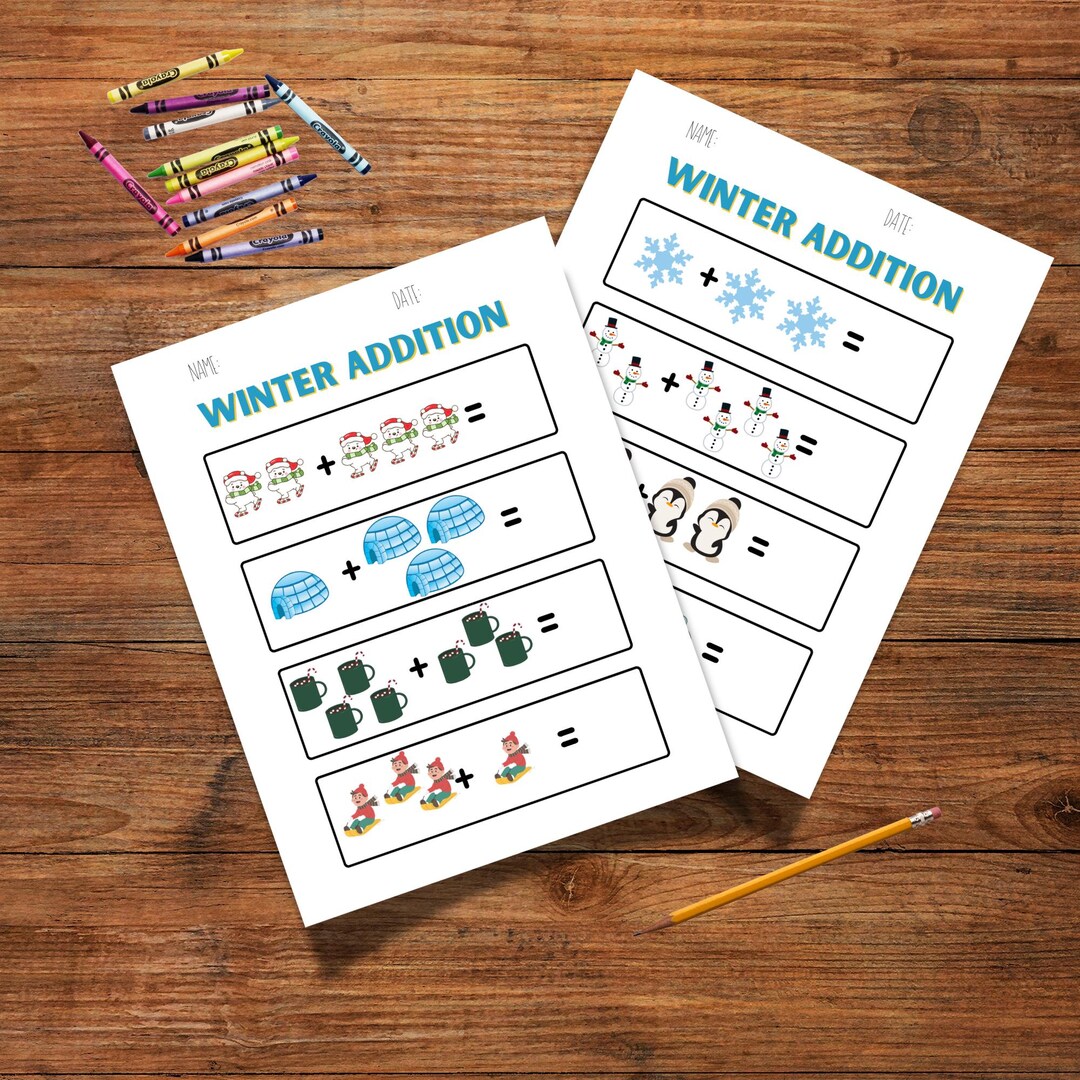 Winter Addition Worksheets | Snowy Math Activities (PDF) - Etsy