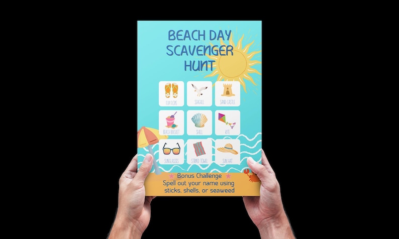 Beach Scavenger Hunt Printable Game: Summer Vacation Activity (PDF ...
