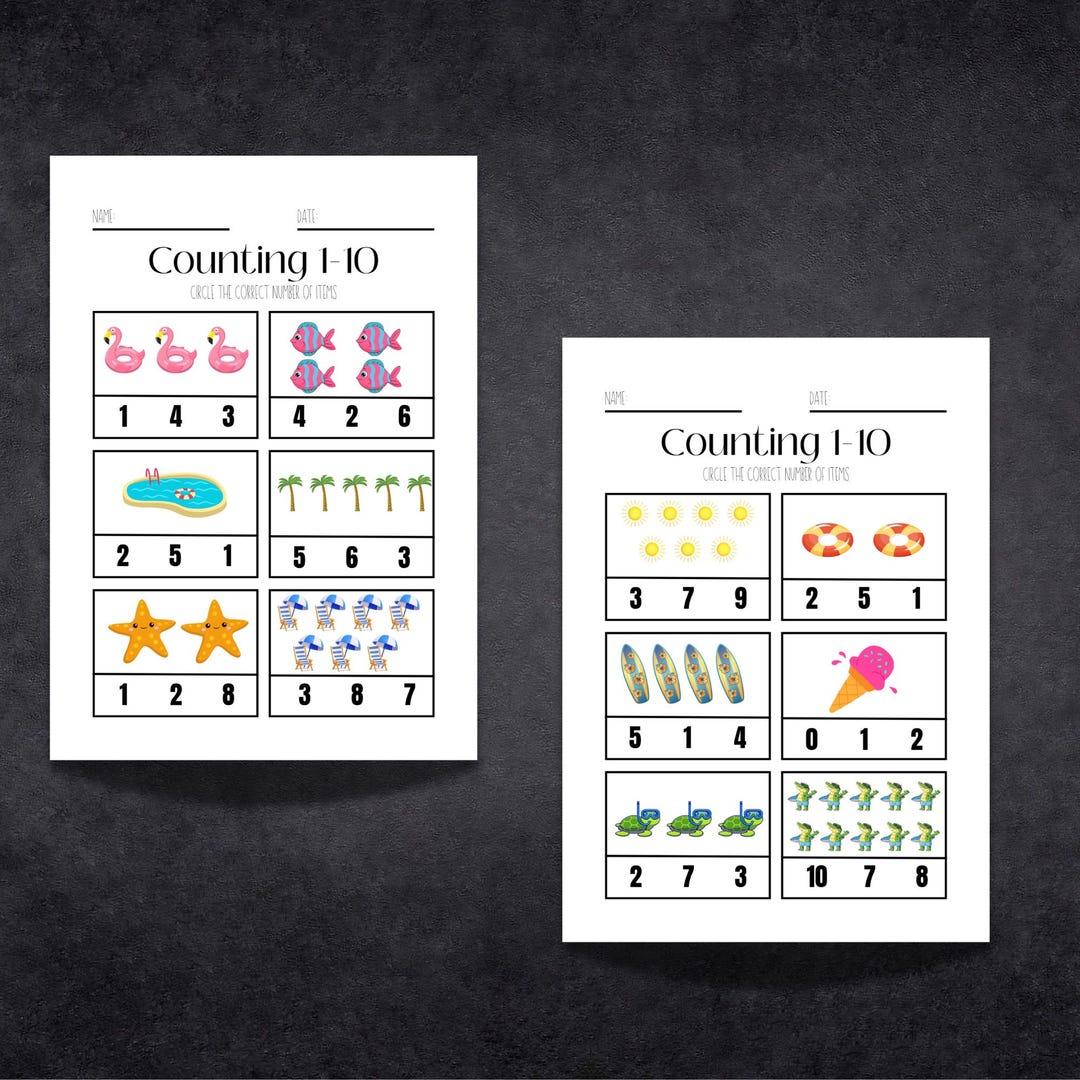Summer Counting Practice Sheets: Printable Math Activity for ...