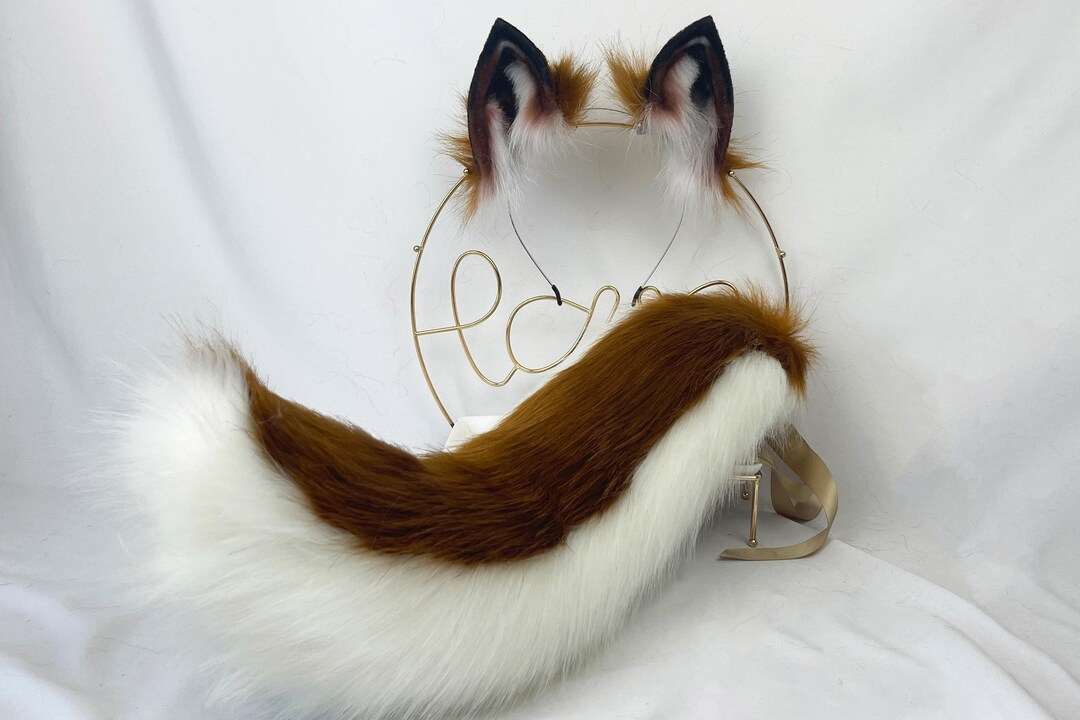 22 Inch Fox Ear Tail COSPLAY Donkey Plug Animal Ears Handmade Leopard ...