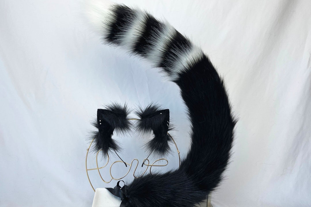35 Inch Black Cat Ear and Tail Set-kitteneartail Fox Ears and Tail ...