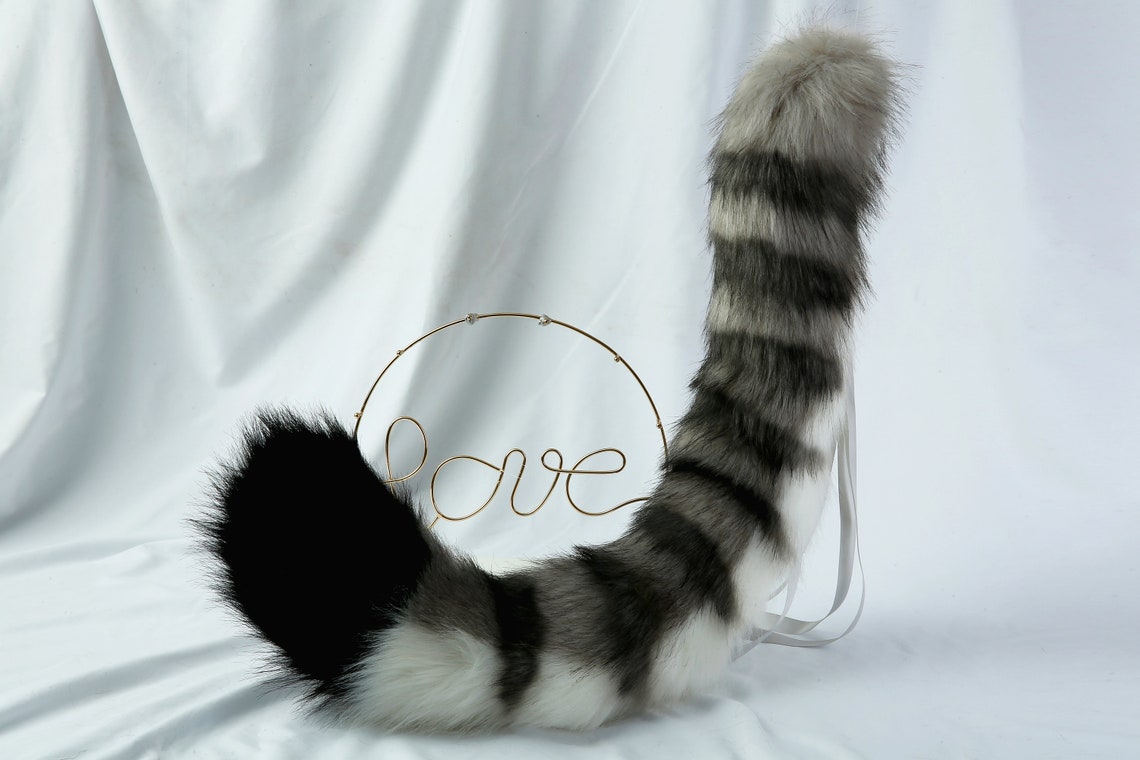 35 Inch Light Gray Tiger Ear Tail Set-cosplay-animal - Etsy