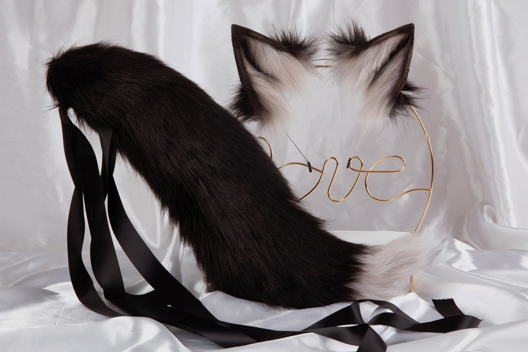 Queue de renard noir-oreilles de renard noir-COSPLAY-oreilles danimaux ...
