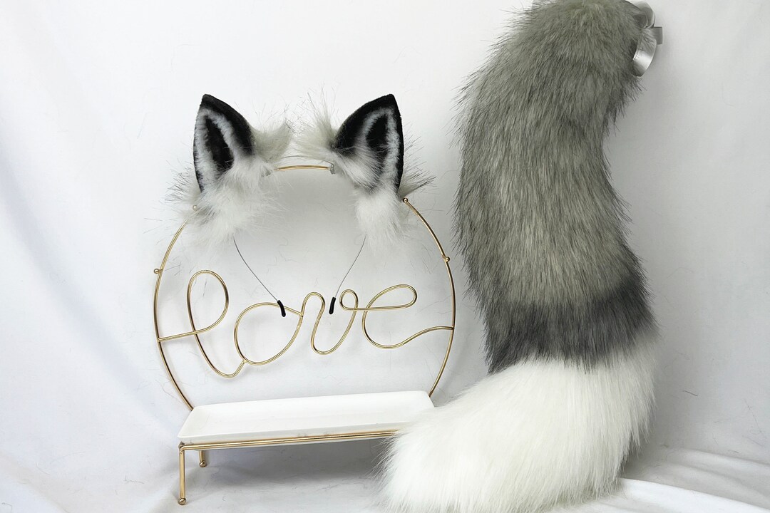 Grey Wolf Tail-wolf Ears-cosplay-animal Ears-plush - Etsy