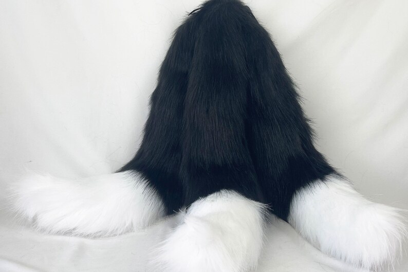 3 Tail Fox Tail and Ears Black and White Fox Tail and Ear Set - Etsy