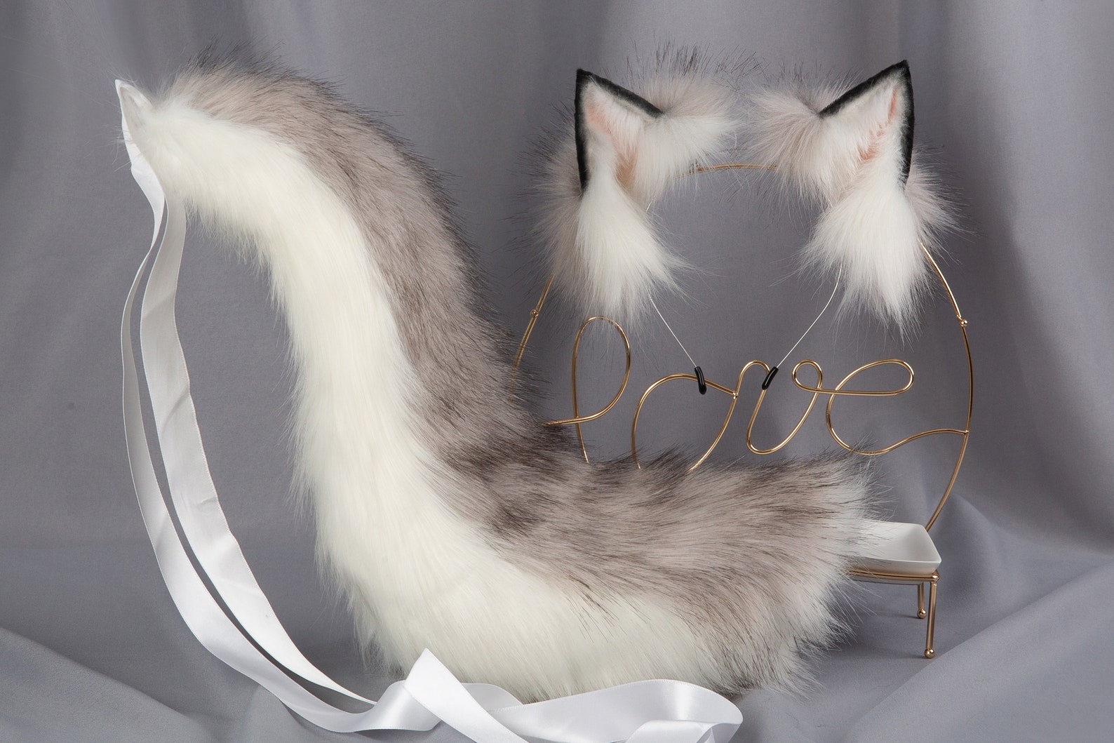 Private Custom Gray Wolf Ears Gray Stitching Big Beast Tail - Etsy