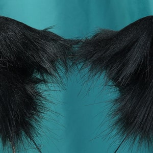 23 Inch Black Cat Ears Tail-cosplay-animal Ears-plus Hairband-fox Cat ...