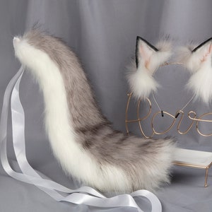 Private Custom gray Wolf Ears Gray Stitching Big Beast Tail - Etsy