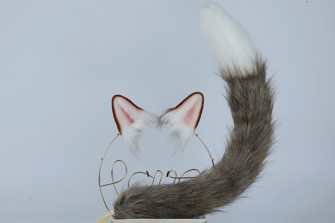 24 Inch Gray Wolf Ears-cosplay-cat Ears Cattail Animal Ears-plush ...