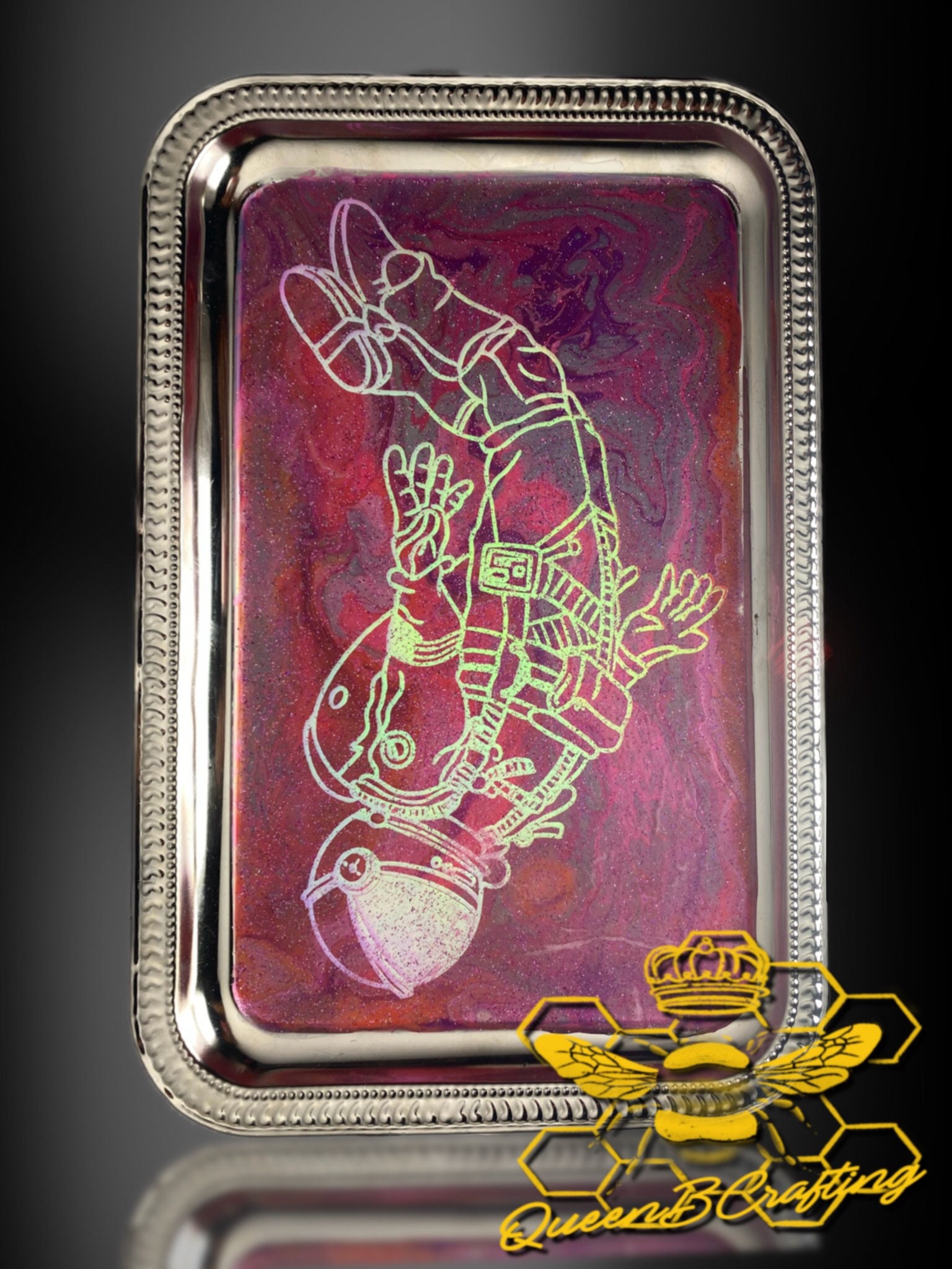 Pink Astronaut Rolling Tray 420 Weed Marijuana Canadian | Etsy