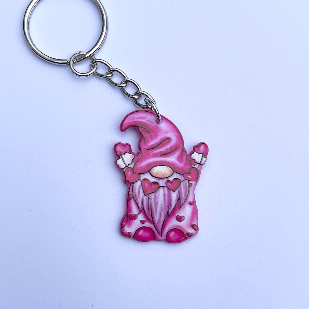 Novelty Gnome Keyring, Cute Keychain, Small Keychain, Gift for Her ...
