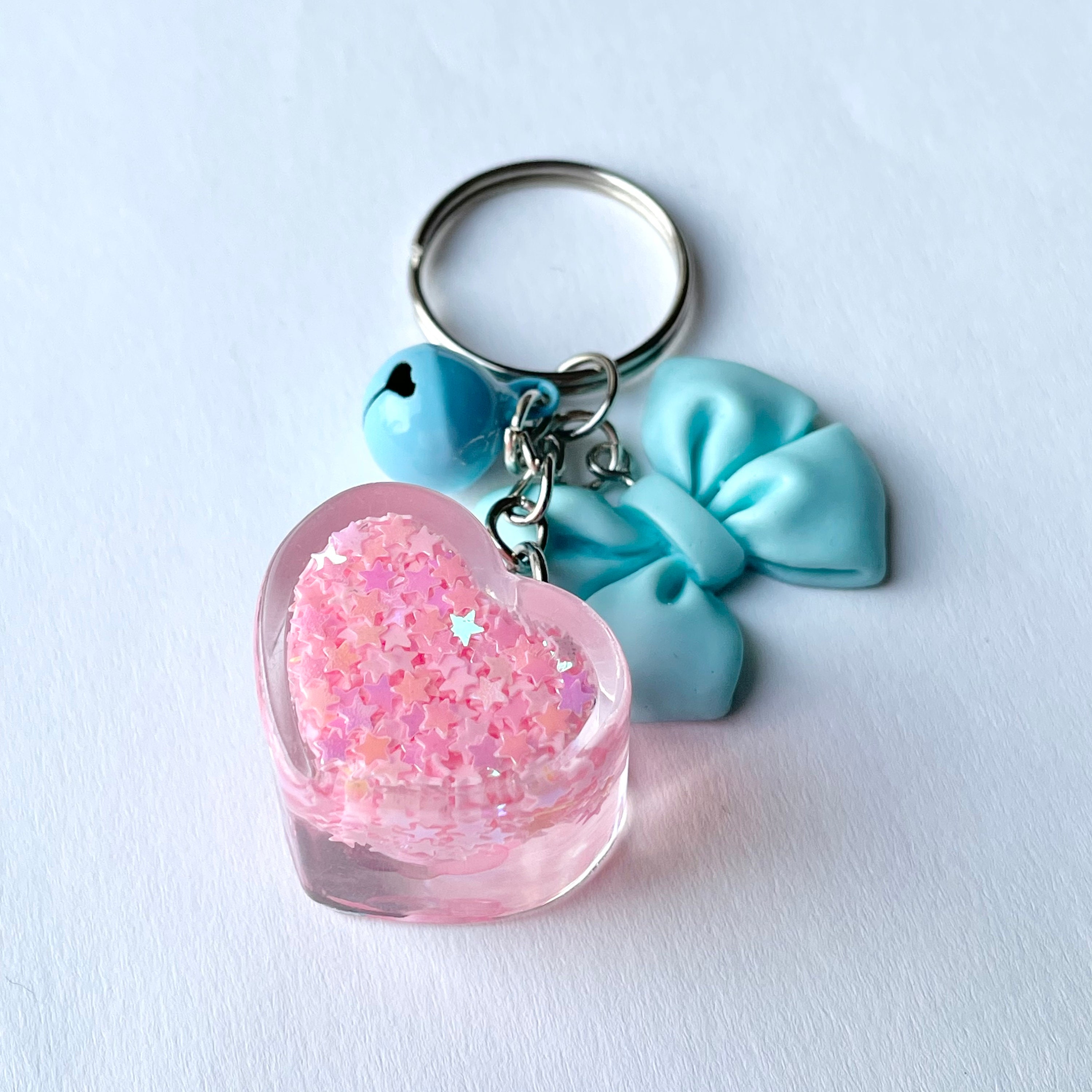 Cute heart keyring sparkly keychain novelty keyring - Etsy.de