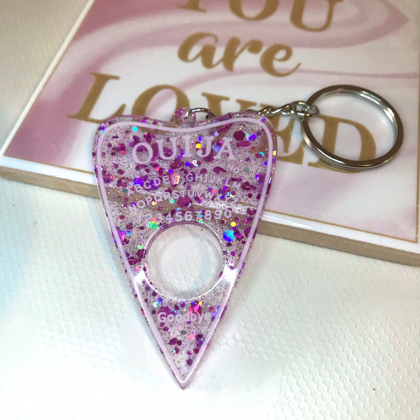 Ouija planchette keyring pink ouija keychain supernatural | Etsy