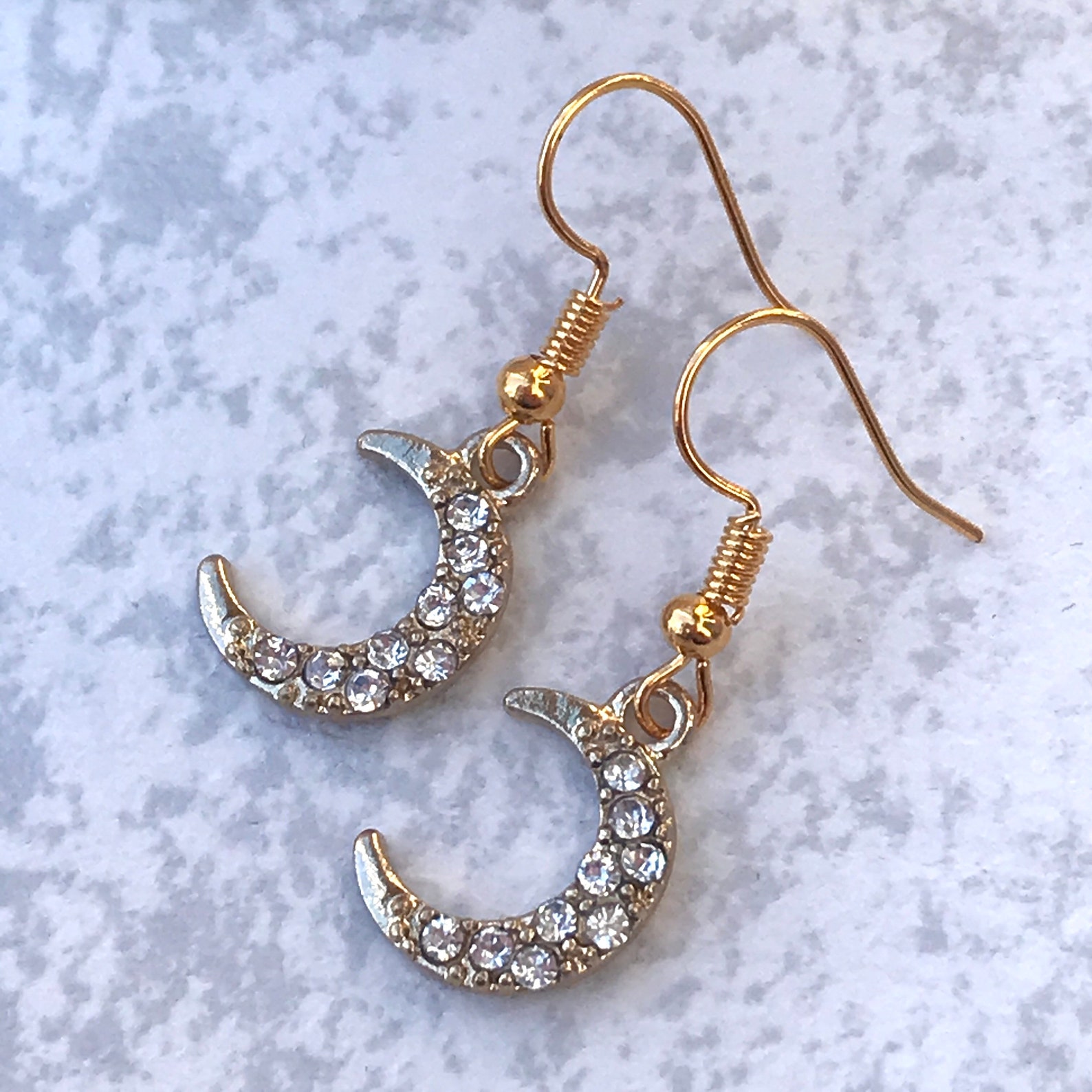 Moon earrings dangle uk moon earrings crystal celestial | Etsy