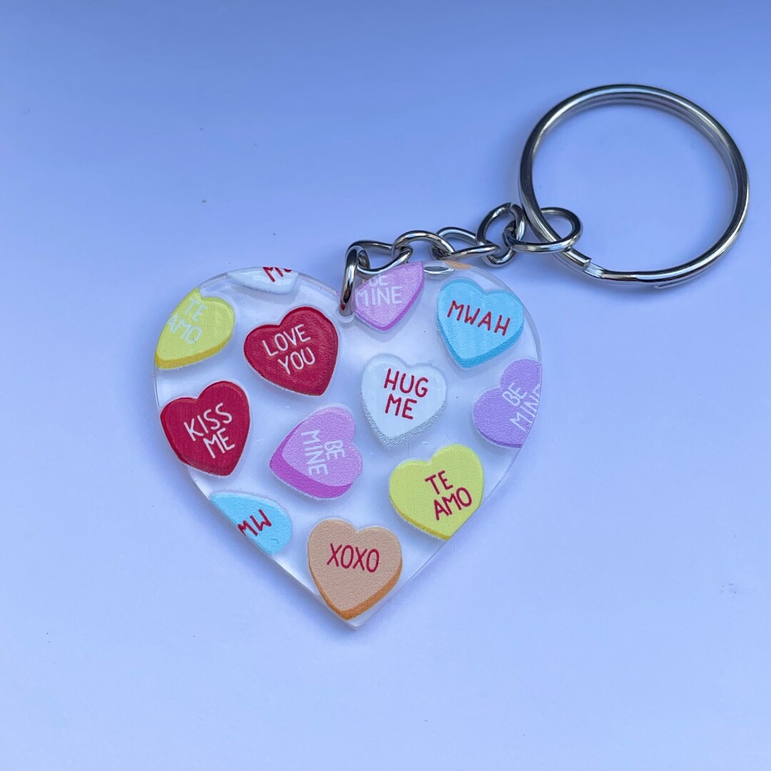 Love Heart Keyring, Candy Keychain, Retro Gift, Novelty Keychain ...