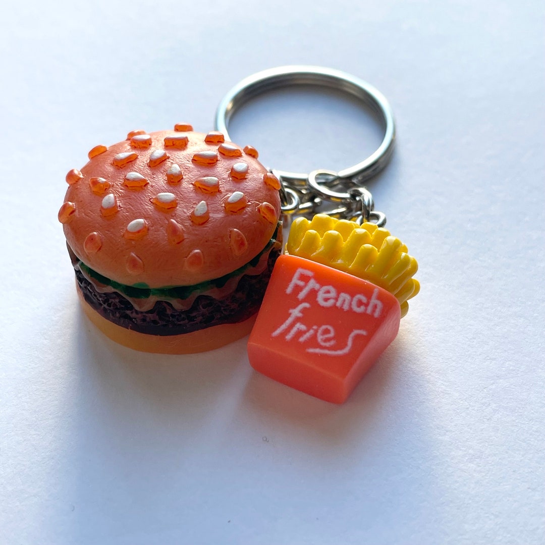 Novelty Fast Food Keyring, Burger and Chips Keychain, Fast Food Lover ...