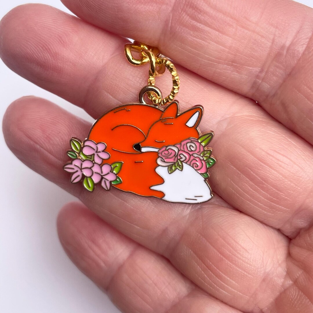 Small Fox Keyring: Gold Floral Animal Lover Gift - Etsy