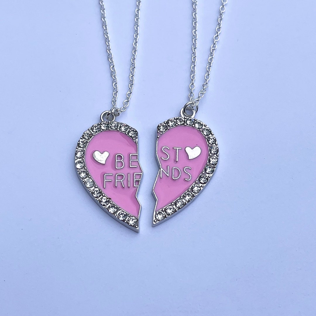 Best Friends Necklace, Cute Best Friend Gift, Matching Heart Pendants ...