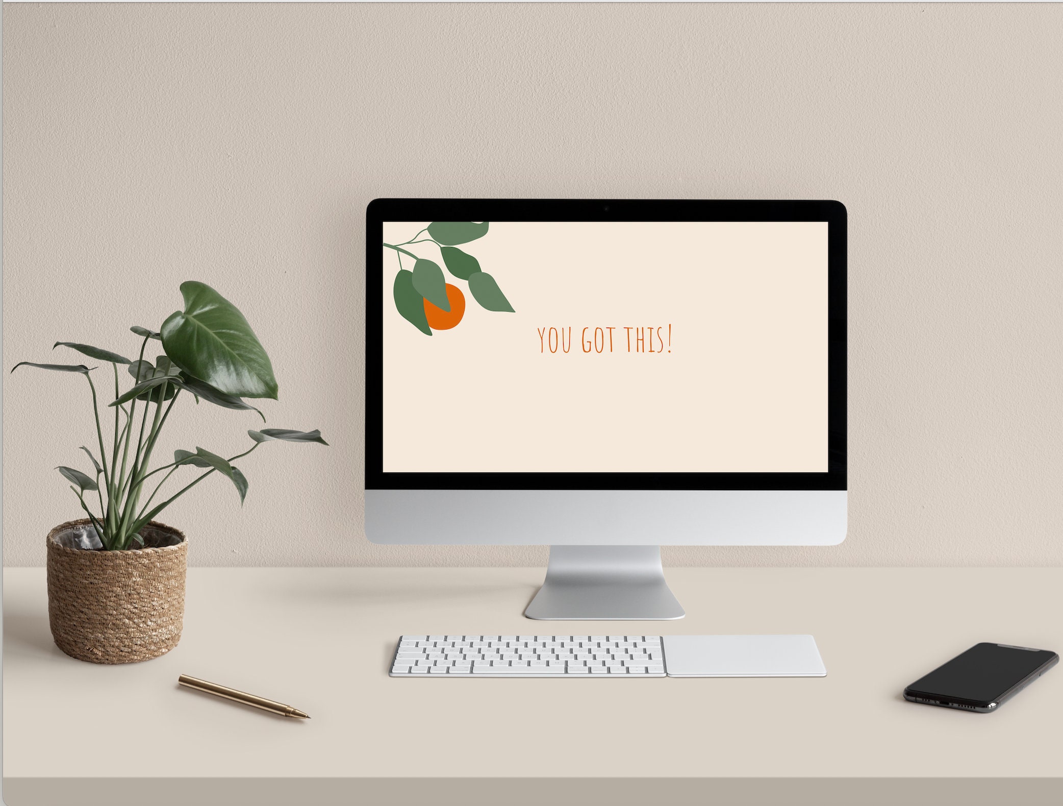 Motivational Neutral Desktop Wallpaper Orange Digital File - Etsy UK