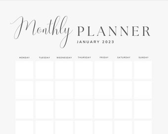 2023 Calendar Printable Digital Monthly Planner Minimalist - Etsy