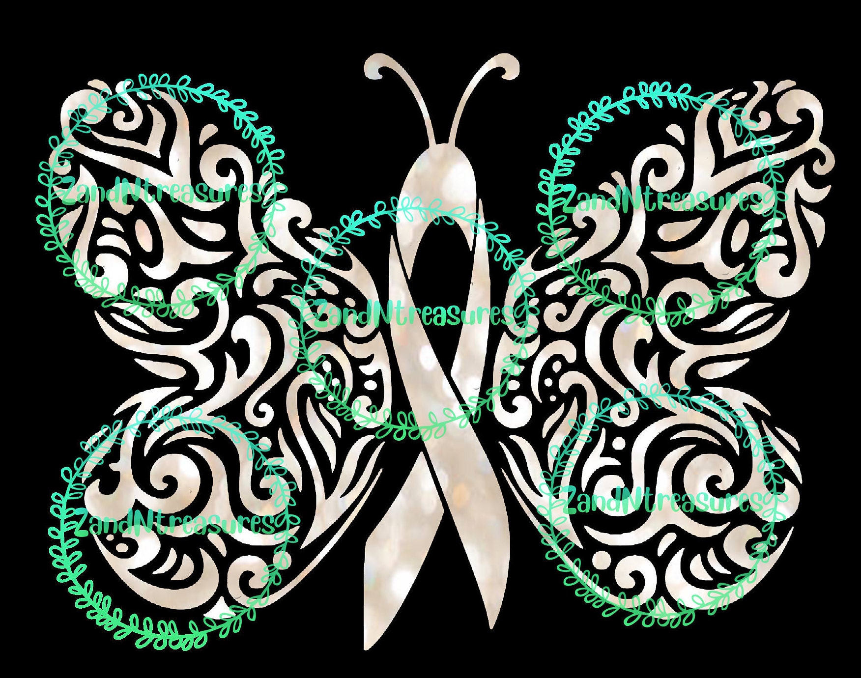 Lung Cancer Ribbon Butterfly