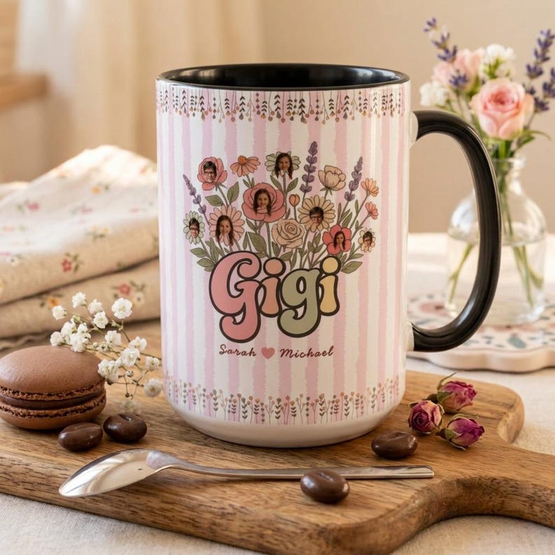 Personalized Grandma Photo Mug, Custom Nana Mimi Gigi Mug With ...