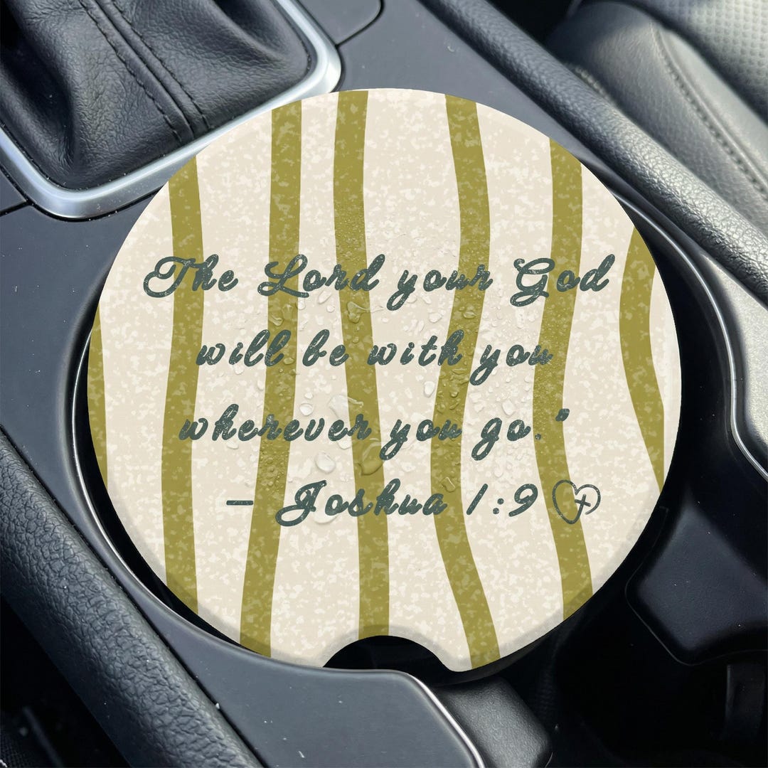Christian Car Coaster | Bible Verse Car Cup Holder Insert | Joshua 1:9 ...