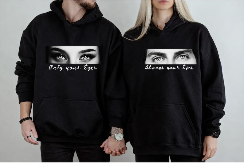 Personalized Matching Couple Hoodies With His & Her Eyes – Custom Photo ...