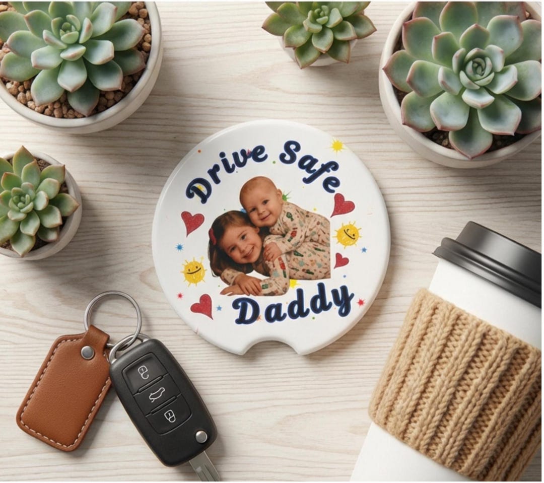 Personalized Photo Car Coaster – Custom Car Cup Holder Insert, Drive ...