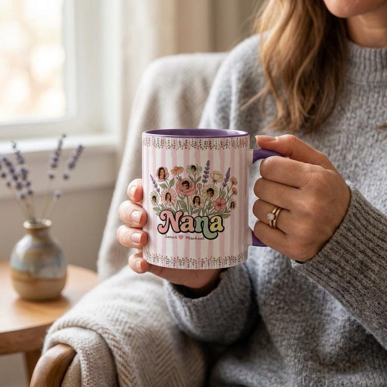 Personalized Grandma Photo Mug, Custom Nana Mimi Gigi Mug With ...
