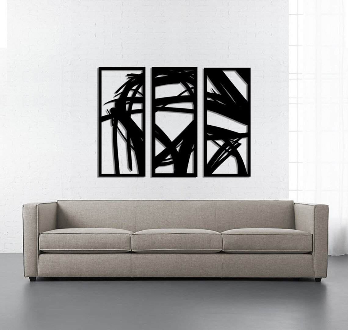 MOTSURE Triptych Metal Decorative Modern Art | Etsy