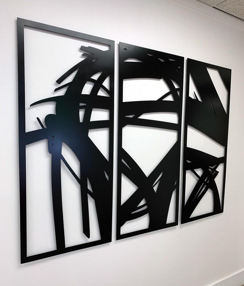 MOTSURE Triptych Metal Decorative Modern Art | Etsy