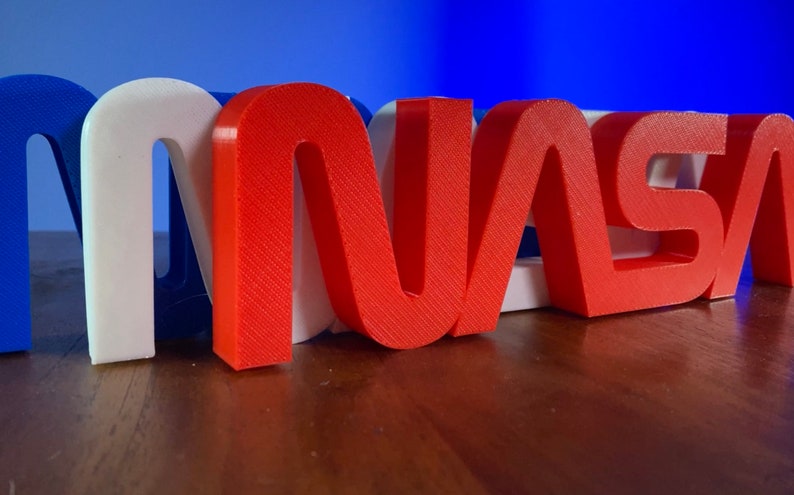 3D Printed Red White and Blue NASA Worm Logo Display Set - Etsy