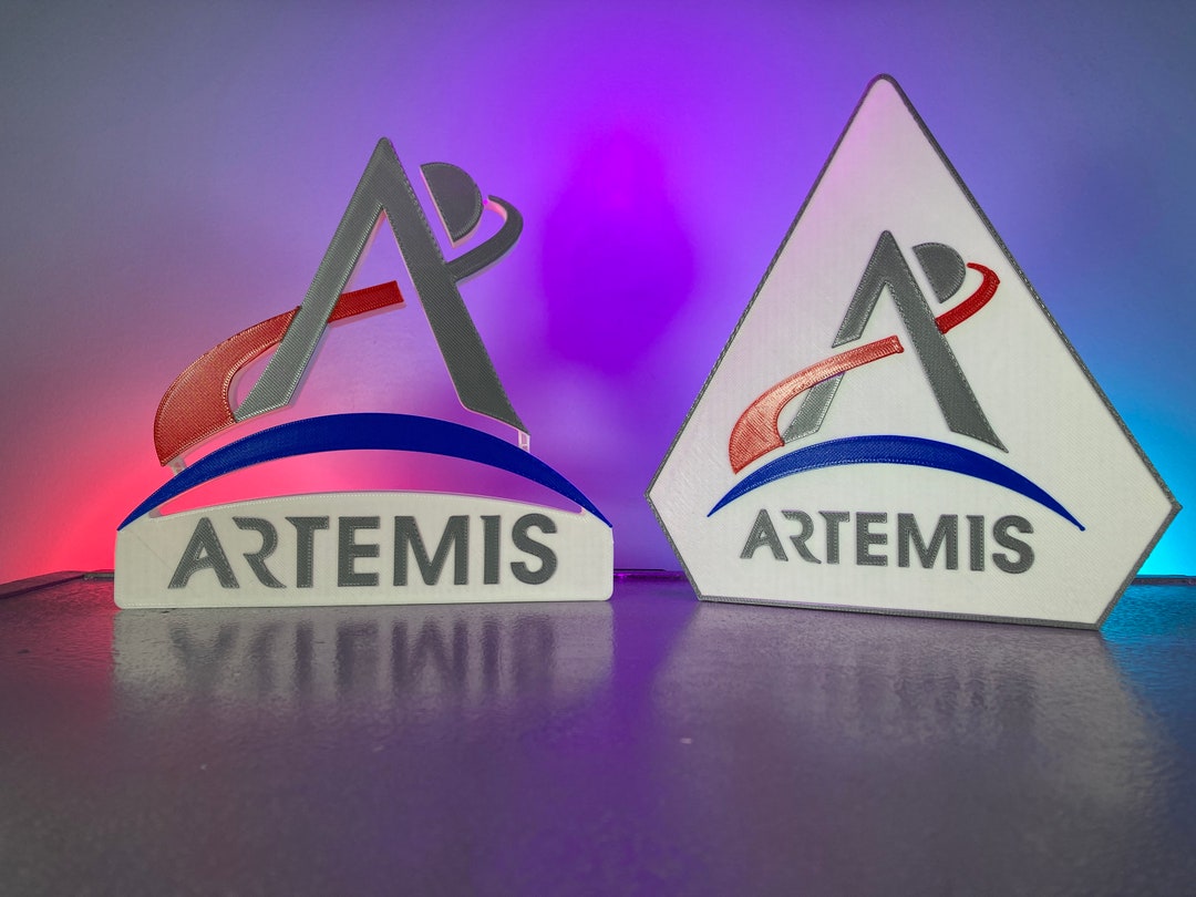 3D Printed Set of Artemis Mission Logo Display for Desk or Wall - Etsy