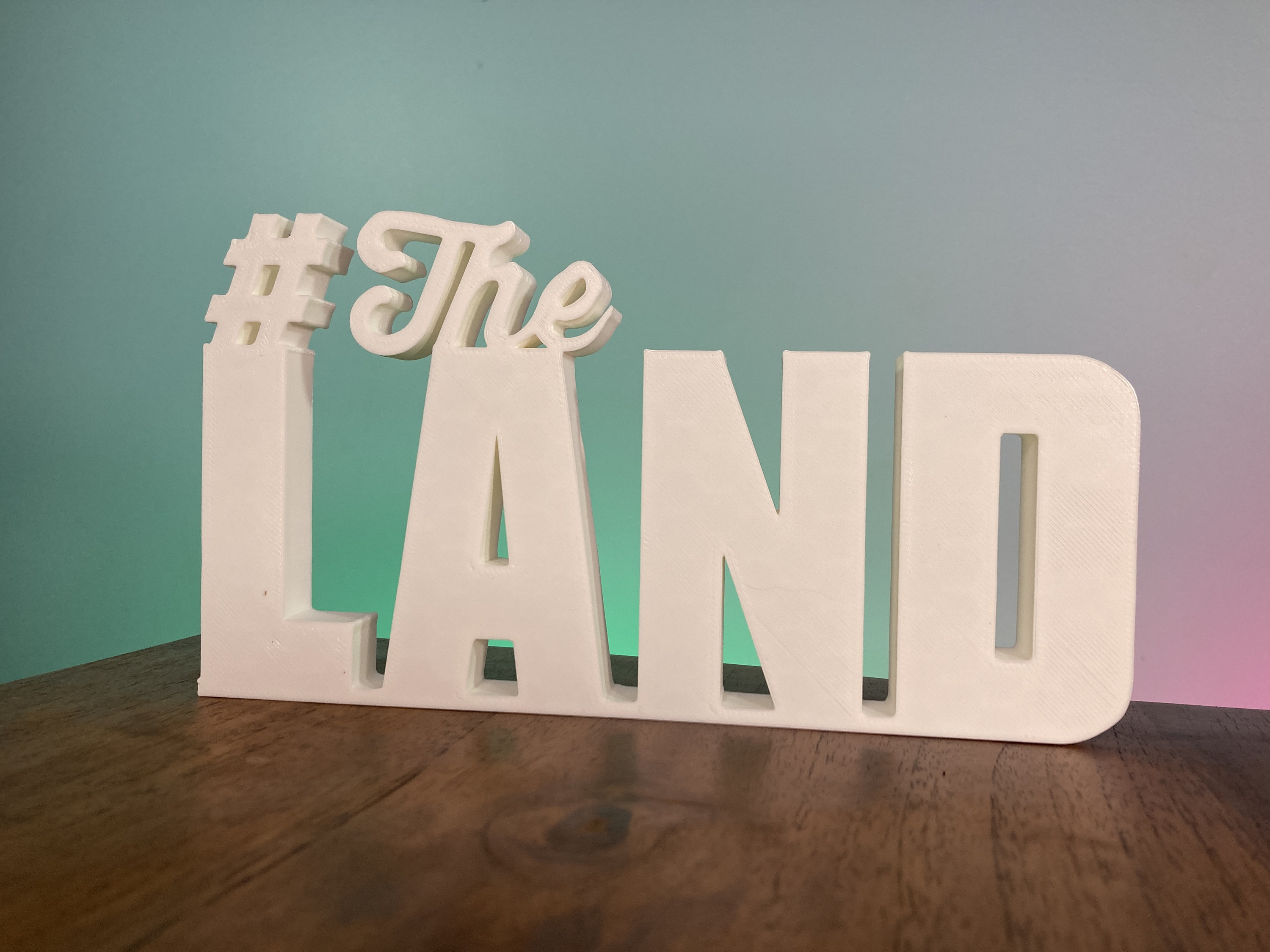 3D Printed Desktop Display of THE LAND Sign From the 2016 - Etsy