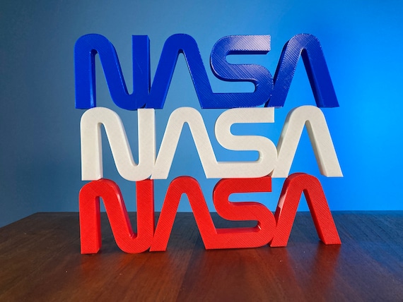 3D Printed Red White and Blue NASA Worm Logo Display Set - Etsy