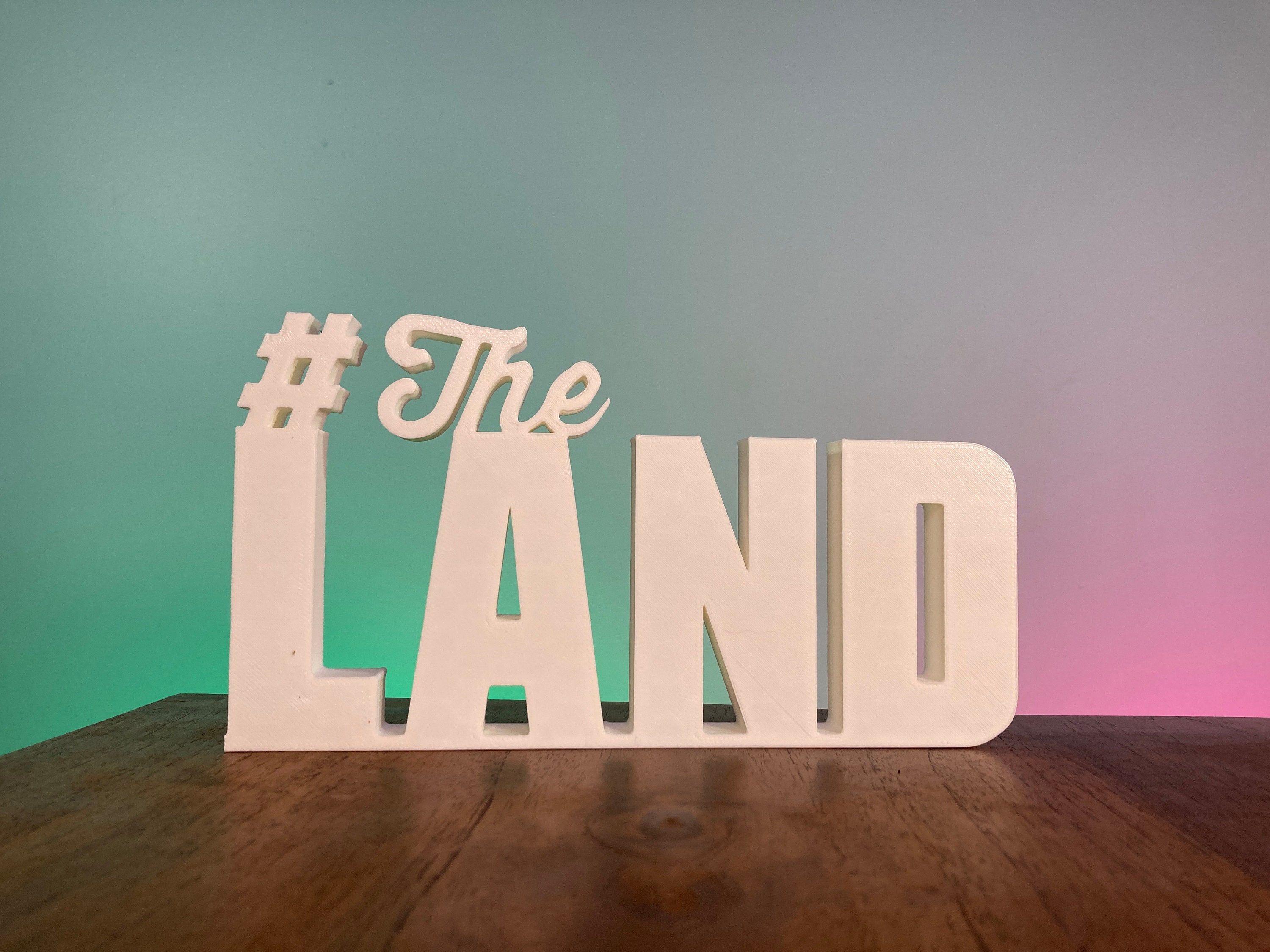3D Printed Desktop Display of THE LAND Sign From the 2016 - Etsy