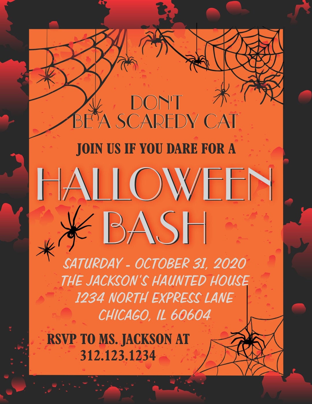 Customizable Halloween Bash Invite, Halloween Party Invite, Halloween ...